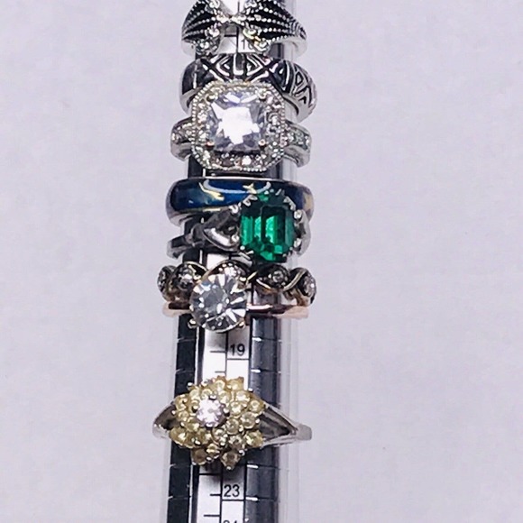 Unbranded | Jewelry | Lot 8 Rings Cluster Solitaire Rhinestone Green ...